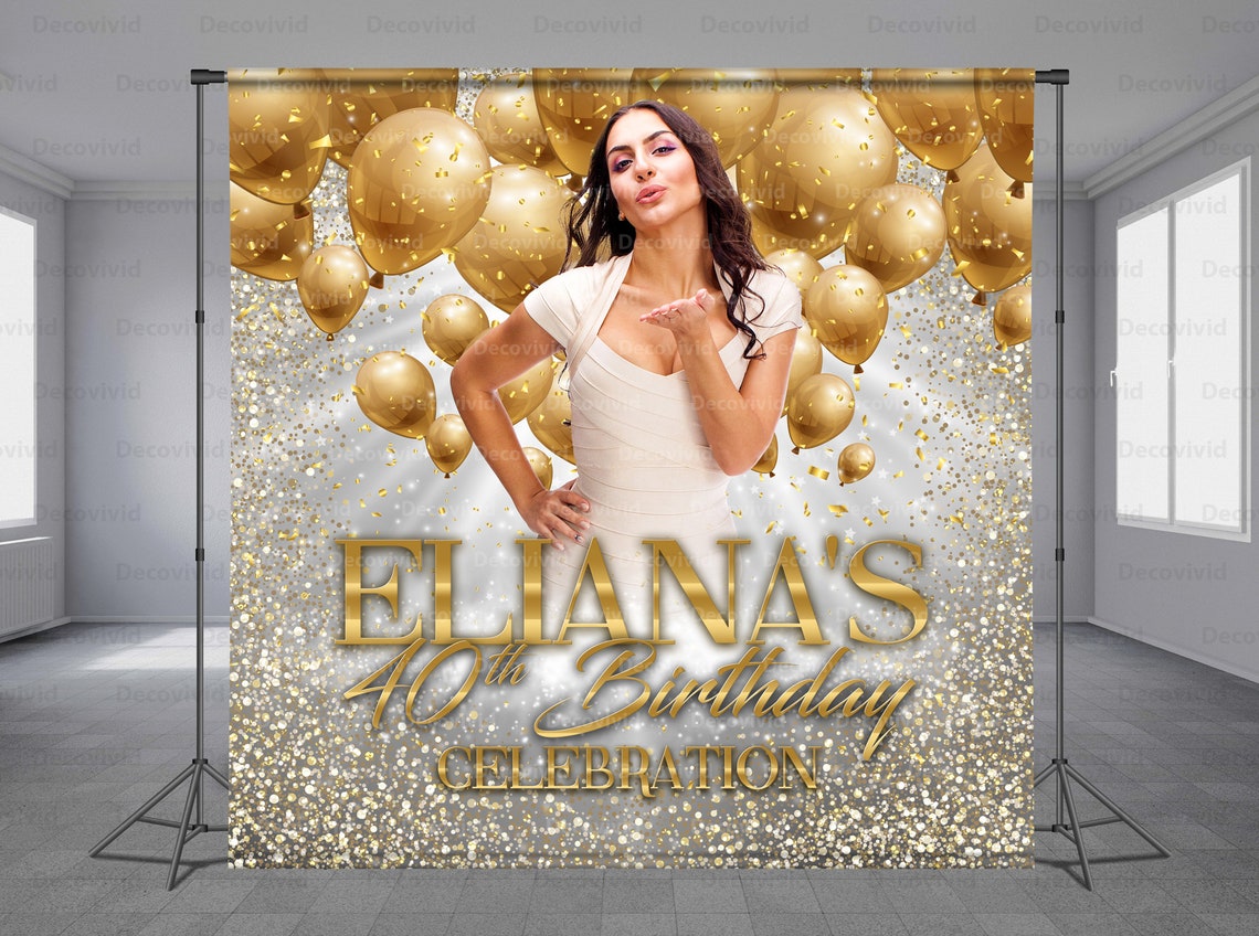 Gold and Silver Photo Backdrop Birthday Backdrop Gold - Etsy
