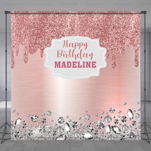 Diamond Birthday Backdrop, All Ages Birthday, Step and Repeat, Glitter ...