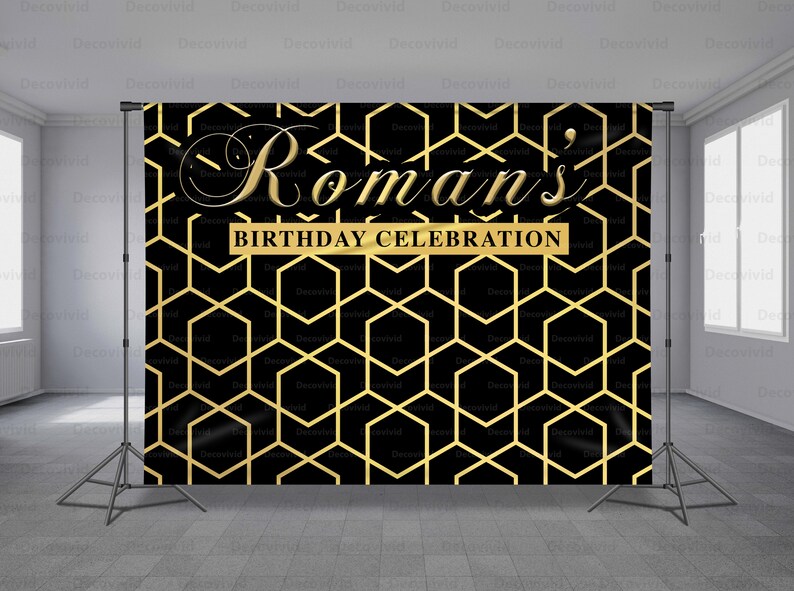 Golden Geometric Backdrop, Modern Design, Unique, Personalized ...