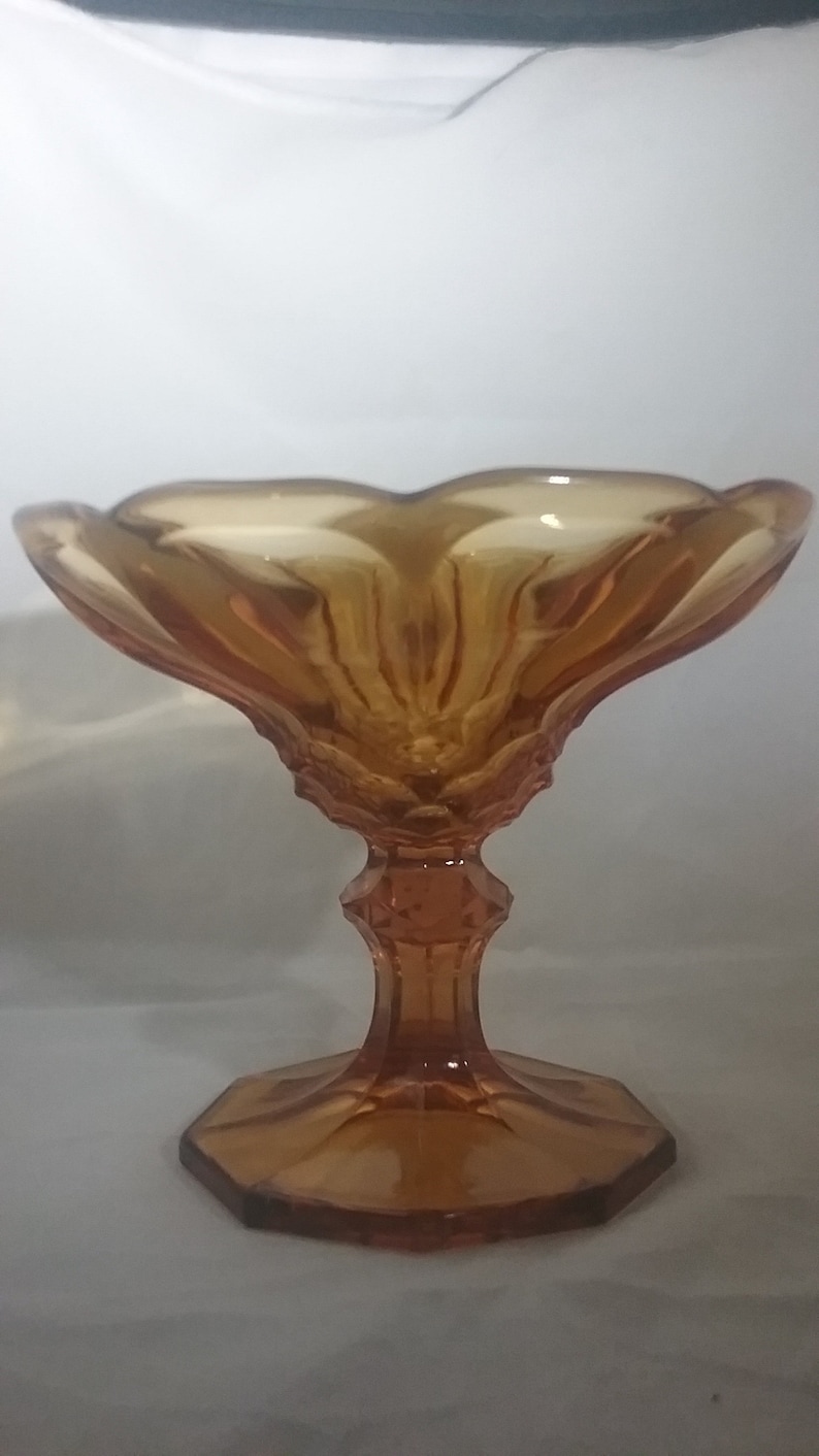 L. E. Smith's Dominion Flared Compote ,golden Amber Ca. 1960's Mid ...