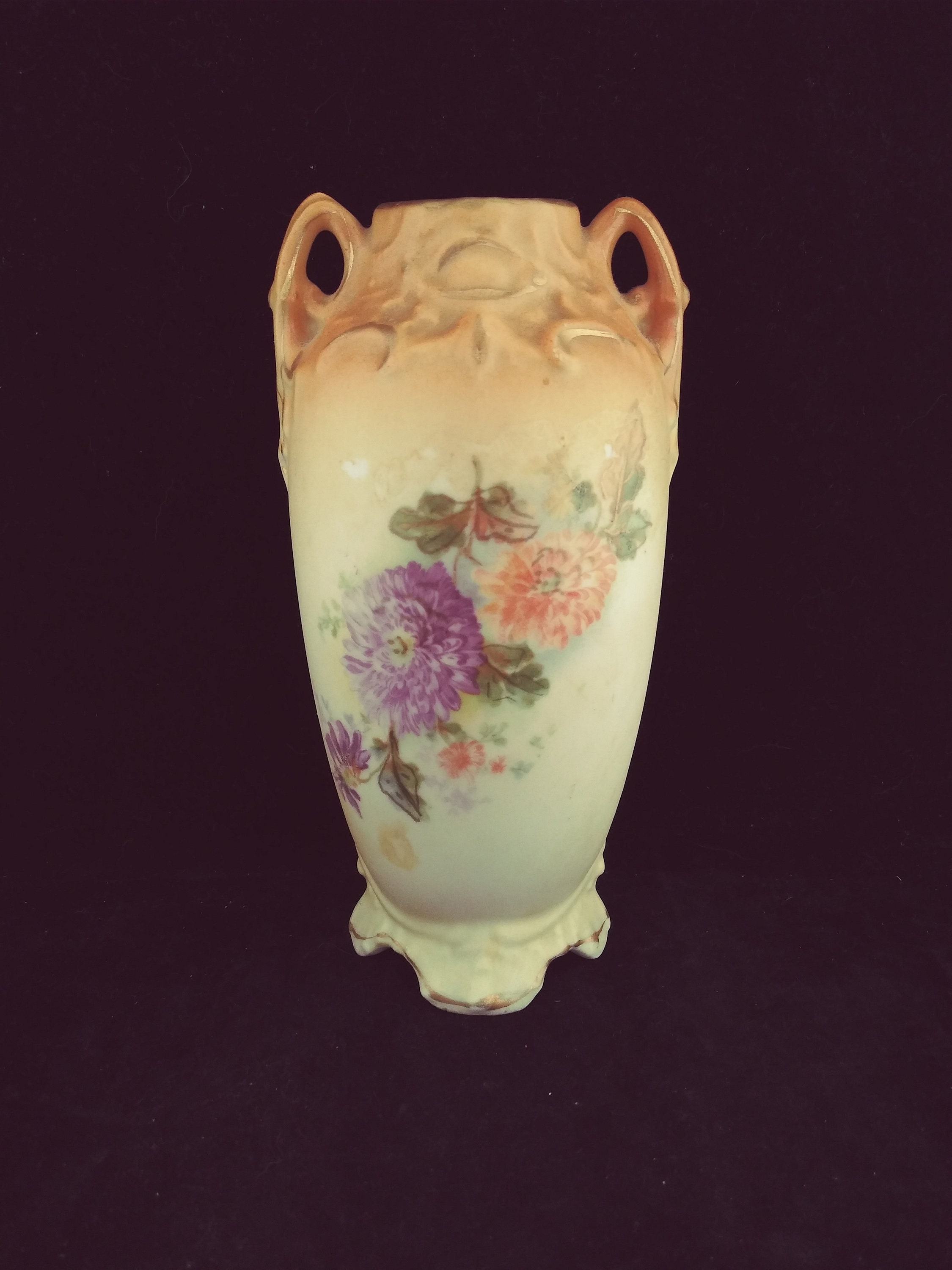 Antique Porcelain Hand Painted Victorian Vase. Delicate Shape and ...