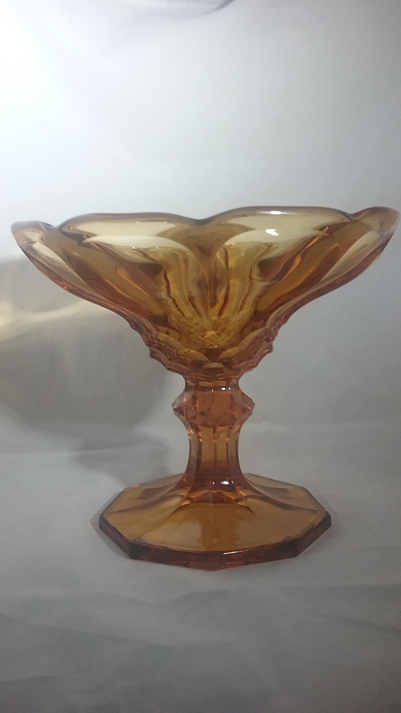 L. E. Smith's Dominion Flared Compote ,golden Amber Ca. 1960's Mid ...
