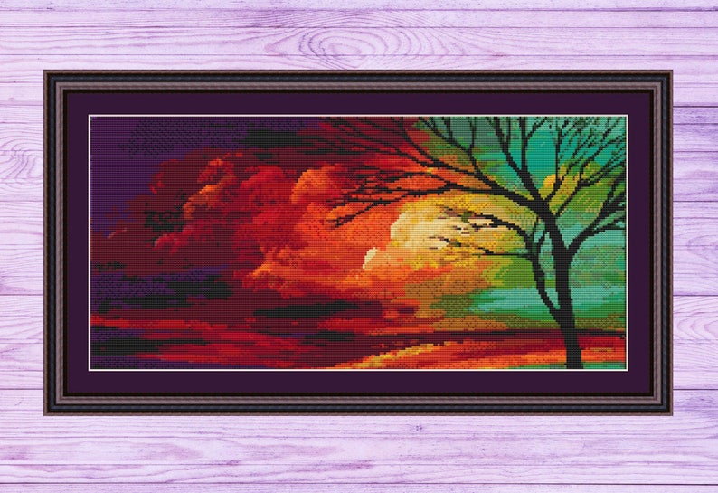 Fantastic Sunset Cross Stitch Pattern Modern Cross Stitch - Etsy