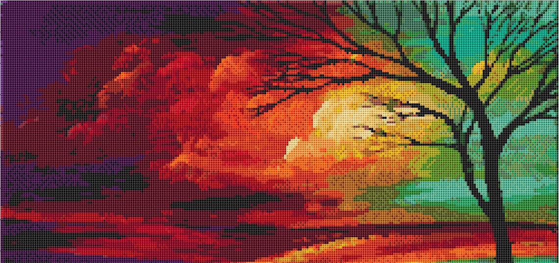 Fantastic sunset Cross stitch pattern Modern Cross Stitch | Etsy