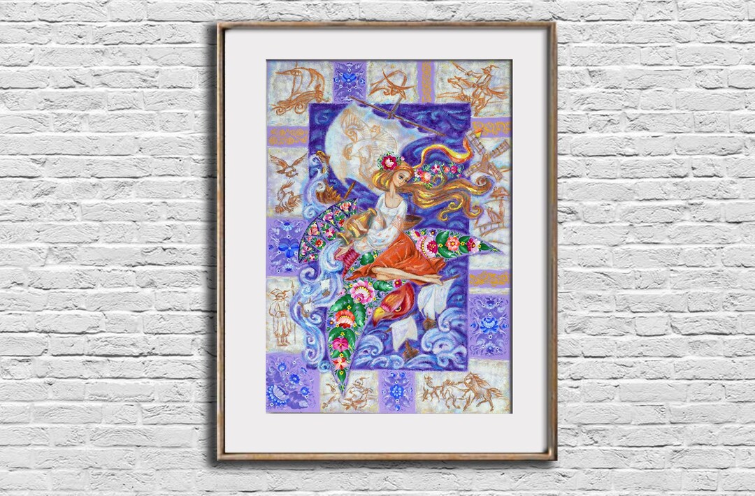 Ukrainian Fairy Nymph Original Acrylic Painting Magic Wall Art Fantasy ...