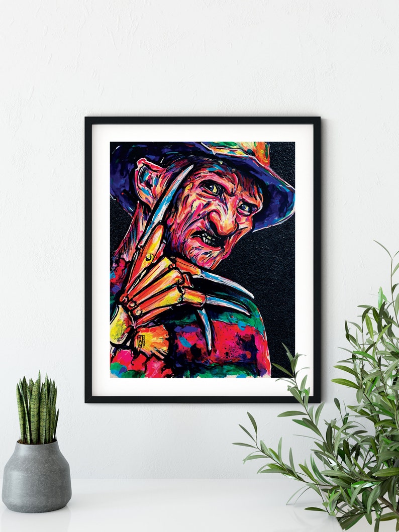 Neon Freddy Krueger Art Print Wall Decor Painting Horror - Etsy
