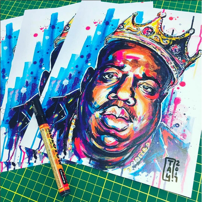 Biggie Art Print Wall Decor Painting Fan Art East Coast | Etsy
