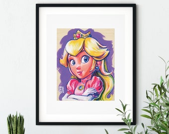 Princess Peach 3d Origami Painting | Super Mario Bros | Wall Pixel Art ...