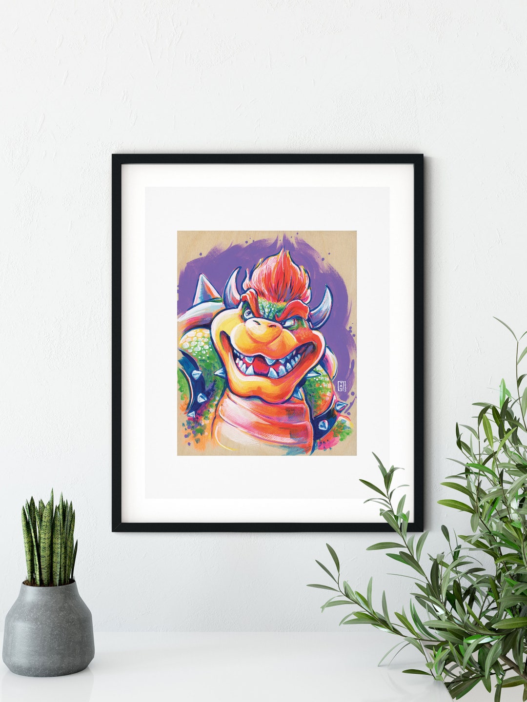 Bowser - Fan Art, Wall Decor, Painting, Mario, Nintendo - Etsy