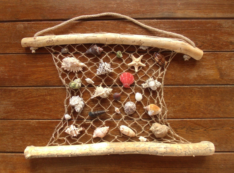 Shells in Fish Netting Sea Shells Home Decoration. Beach - Etsy