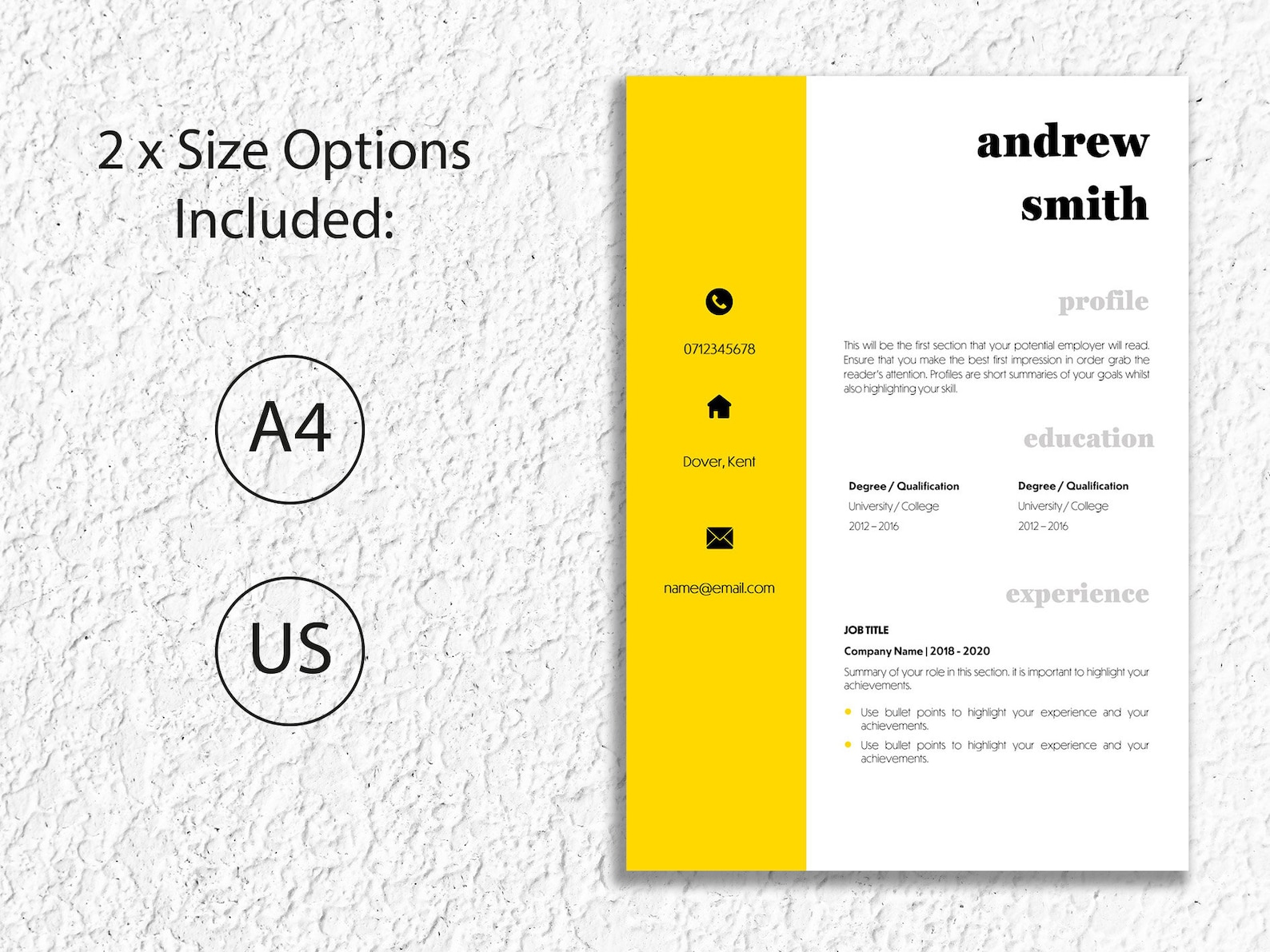 Modern and Professional CV / Resume Cover Letter Reference - Etsy