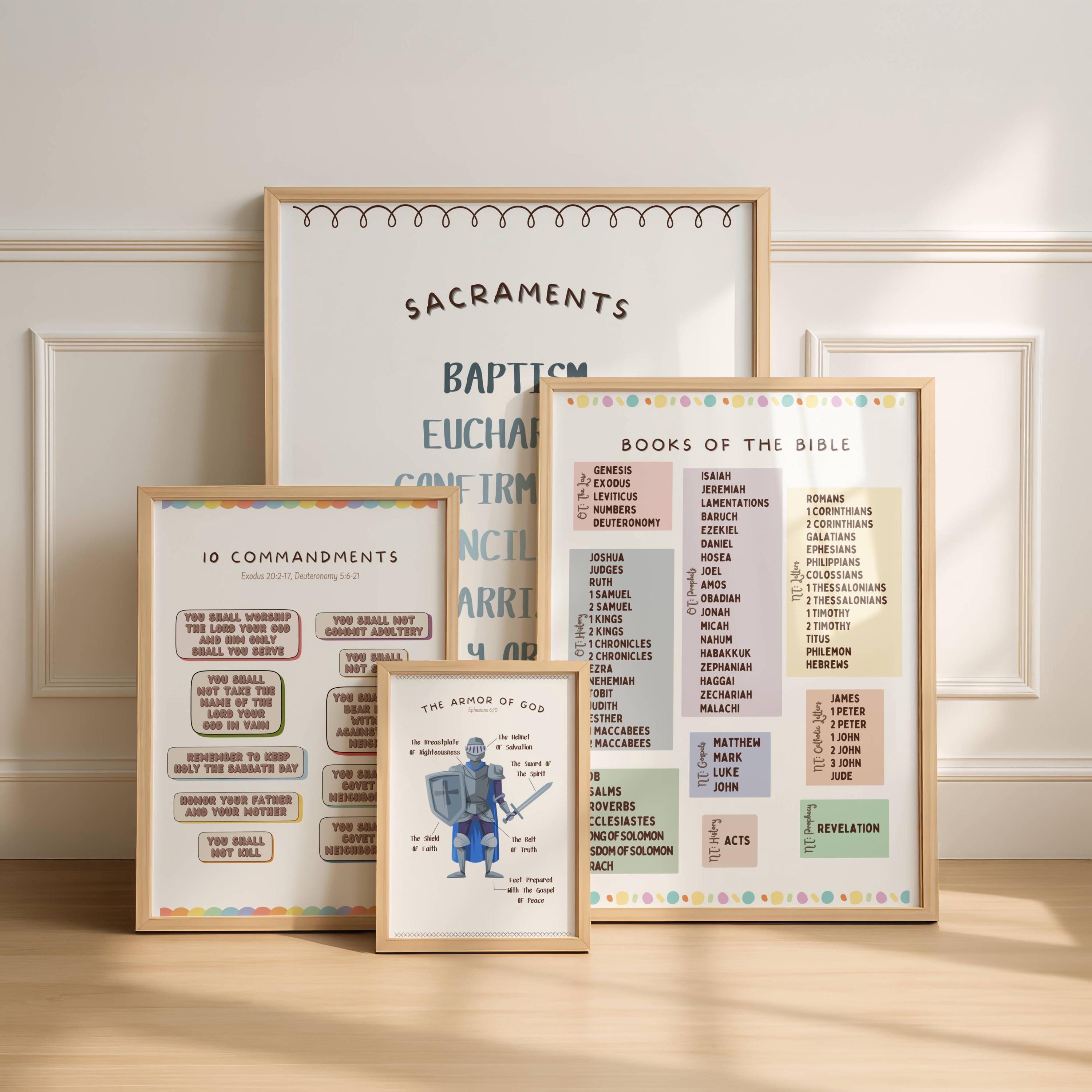 9 Educational Catholic Printable Posters, Minimalist Christian Decor ...