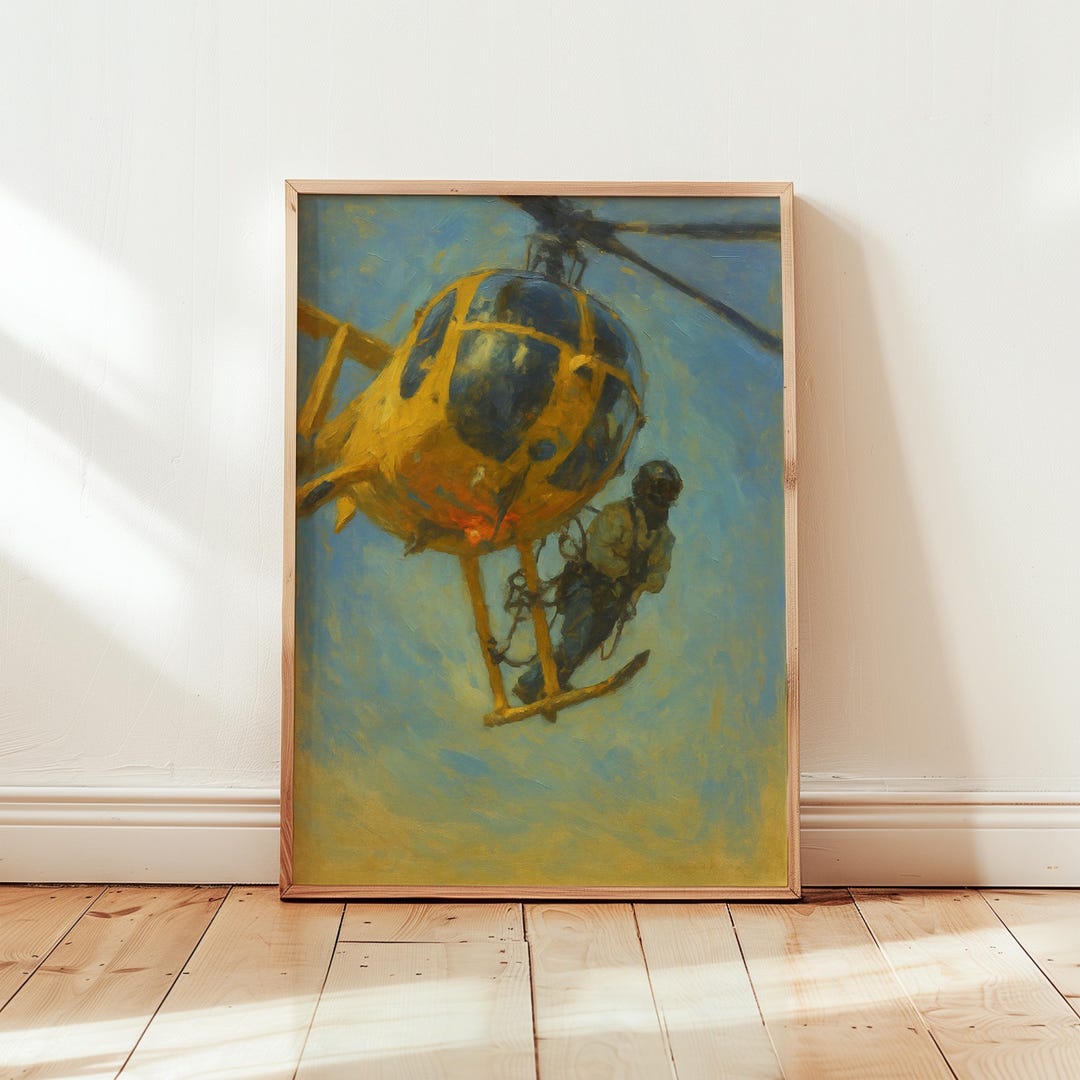 Lineman Helicopter Wall Art Print, Utility Worker Artwork, Power Line ...