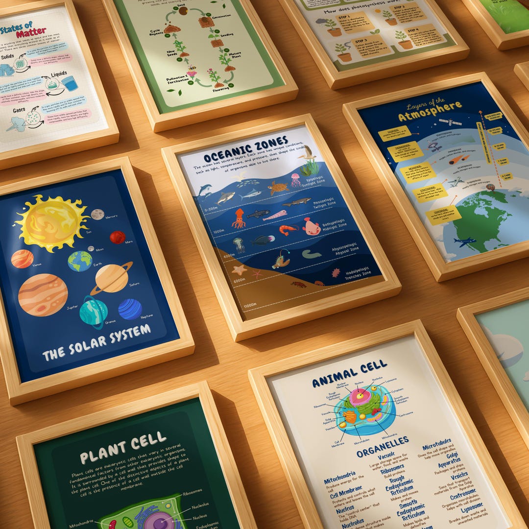 Science Posters Classroom Decor, Set of 15 Educational Scientific ...