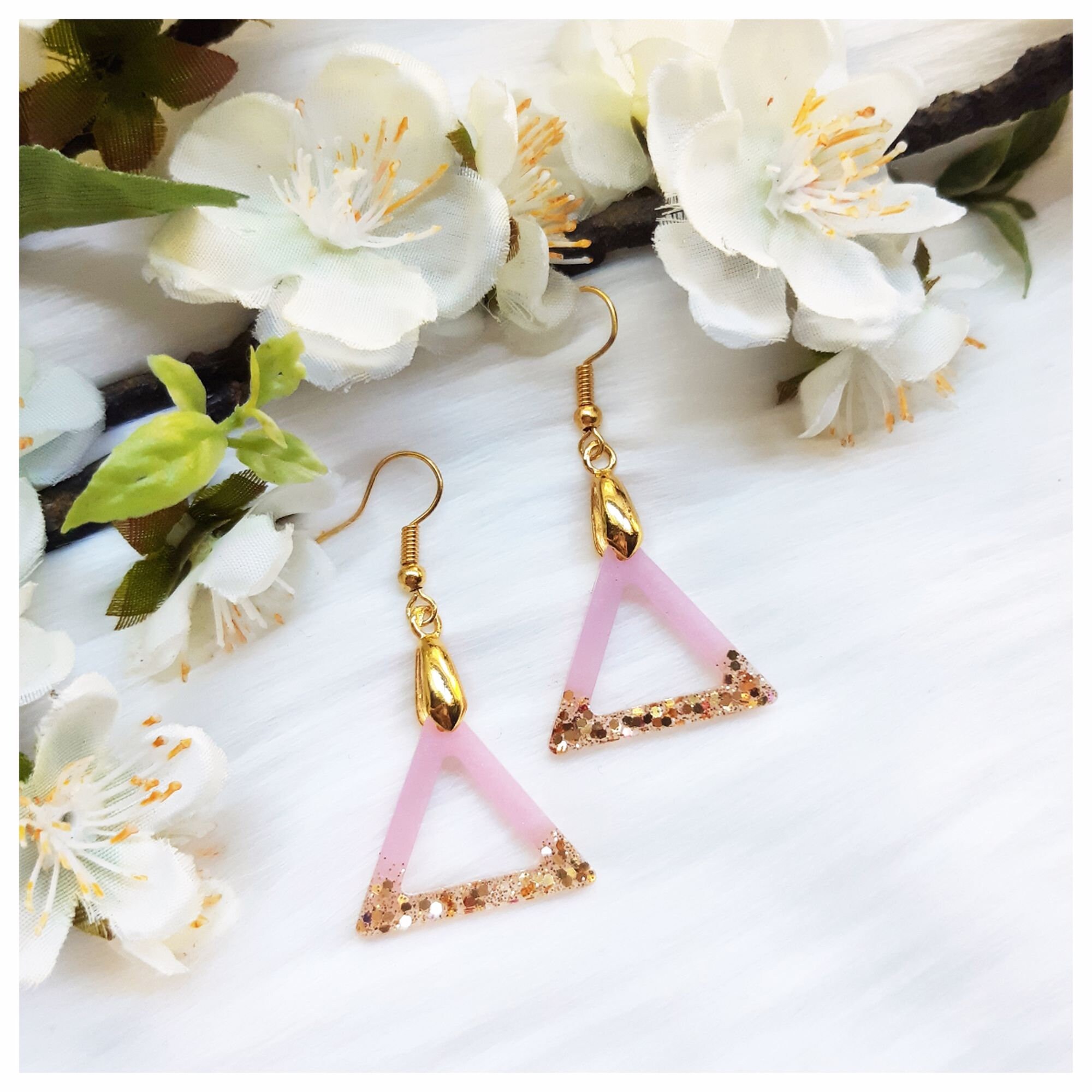 Pink and Gold Geometric Open Triangle Sparkly Glitter Mini - Etsy