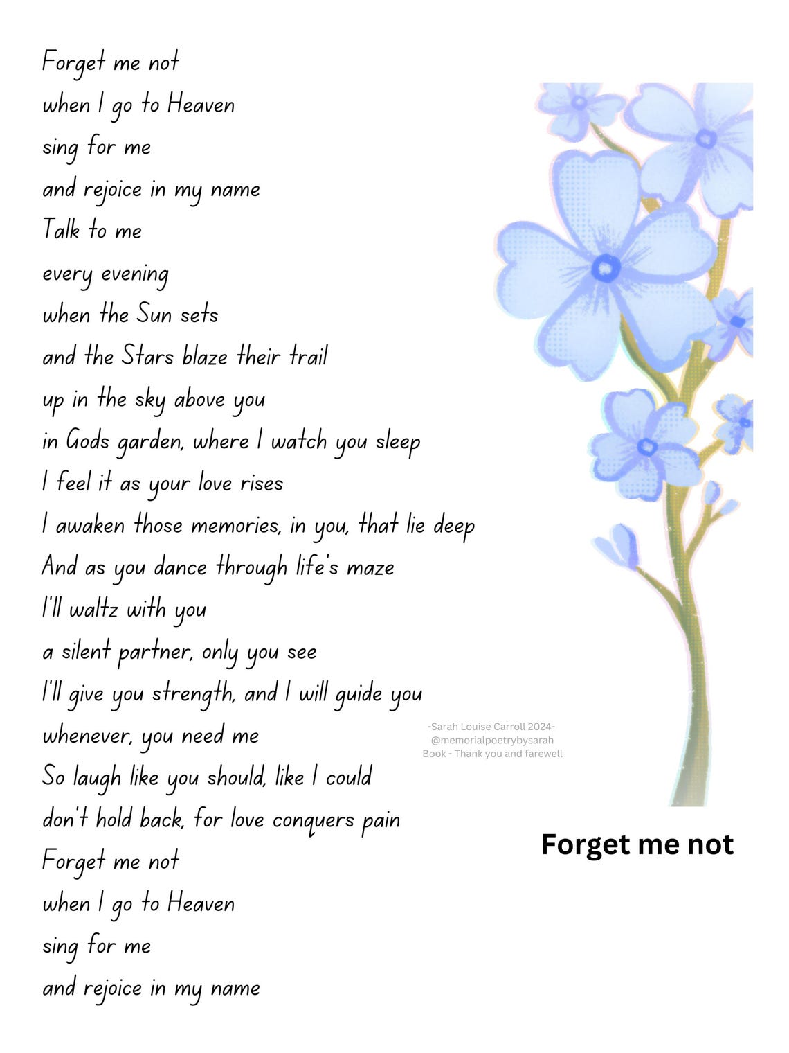 Forget Me Not - Memorial Poem - Etsy