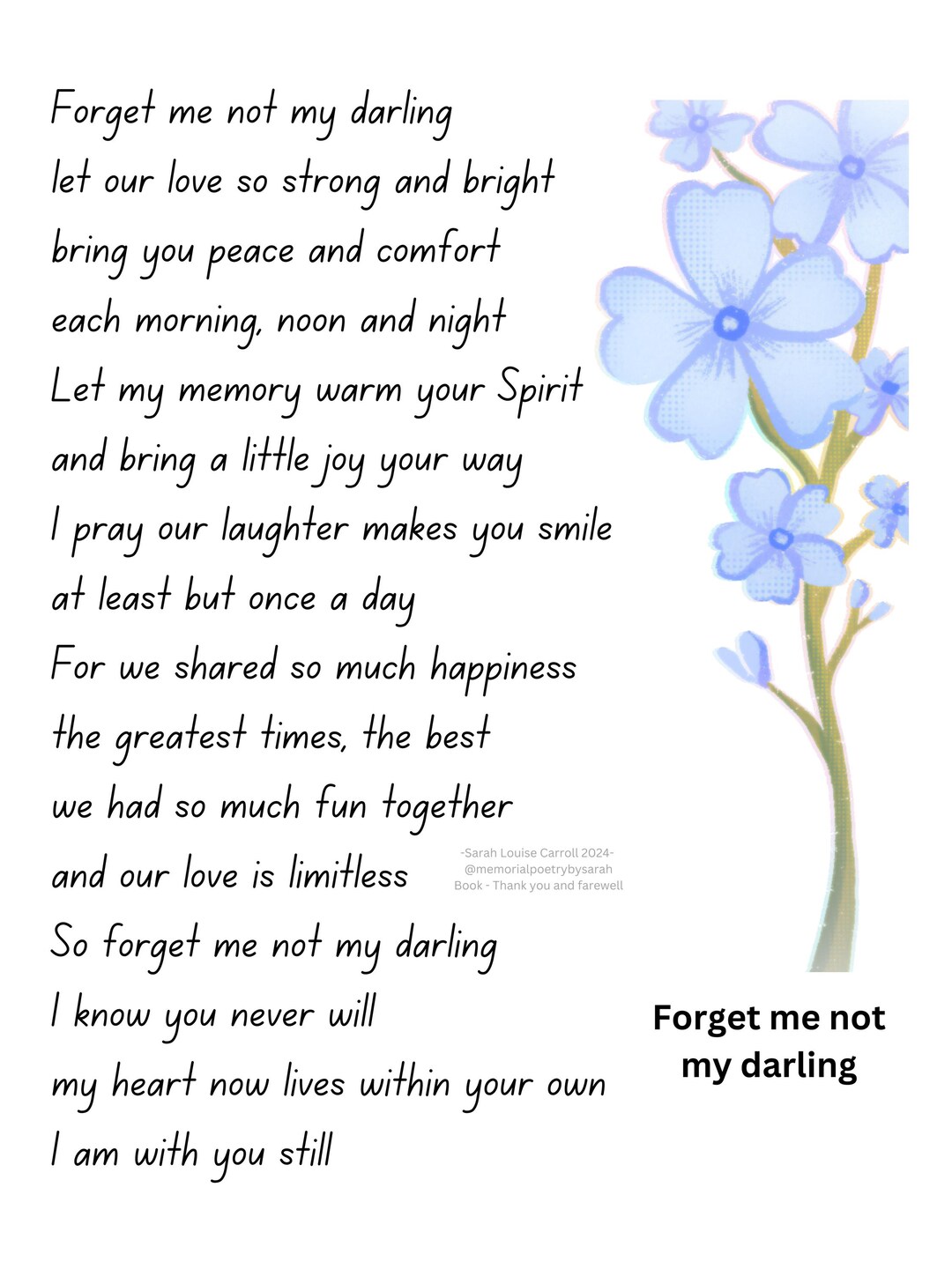 Forget Me Not My Darling - Memorial Poem - Etsy