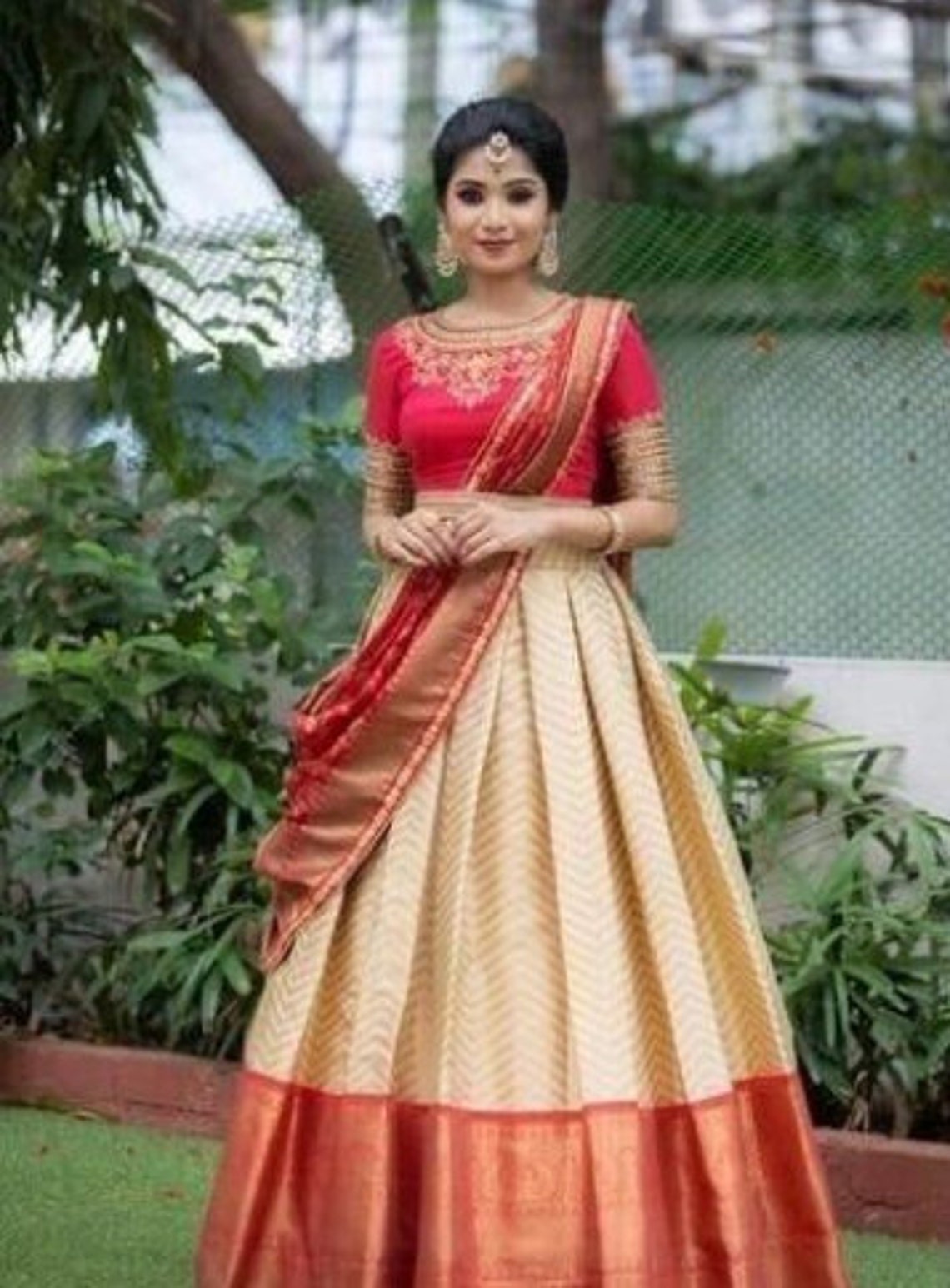 Pattu Lehenga Choli Girl Indian Ethnic Festival Dress Designer Pavada ...