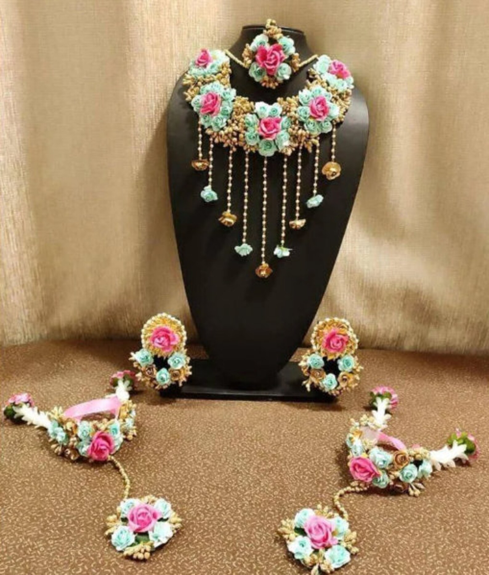 Flower Haldi Set Jewellery Jewelry Wedding Bridal Floral Shower ...