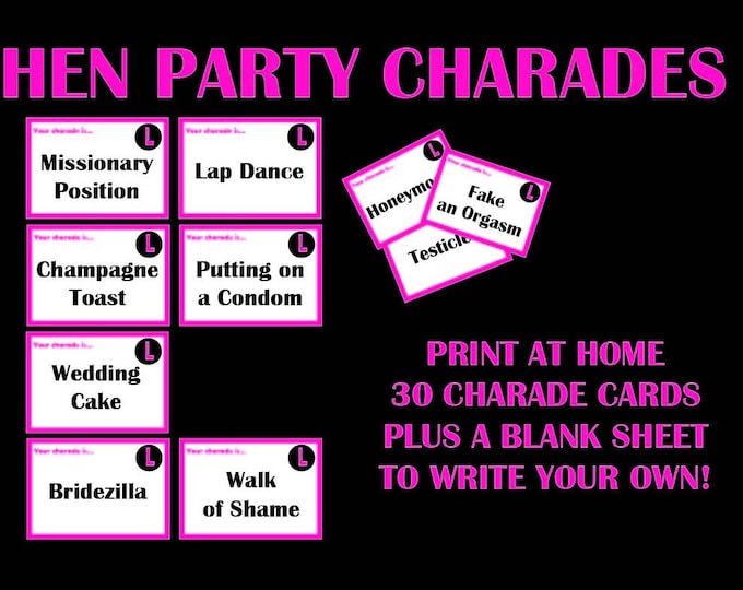 Dirty Bachelorette Charades | Sage Green, Bachelorette Party Games, Hen Party Game, Instant ...