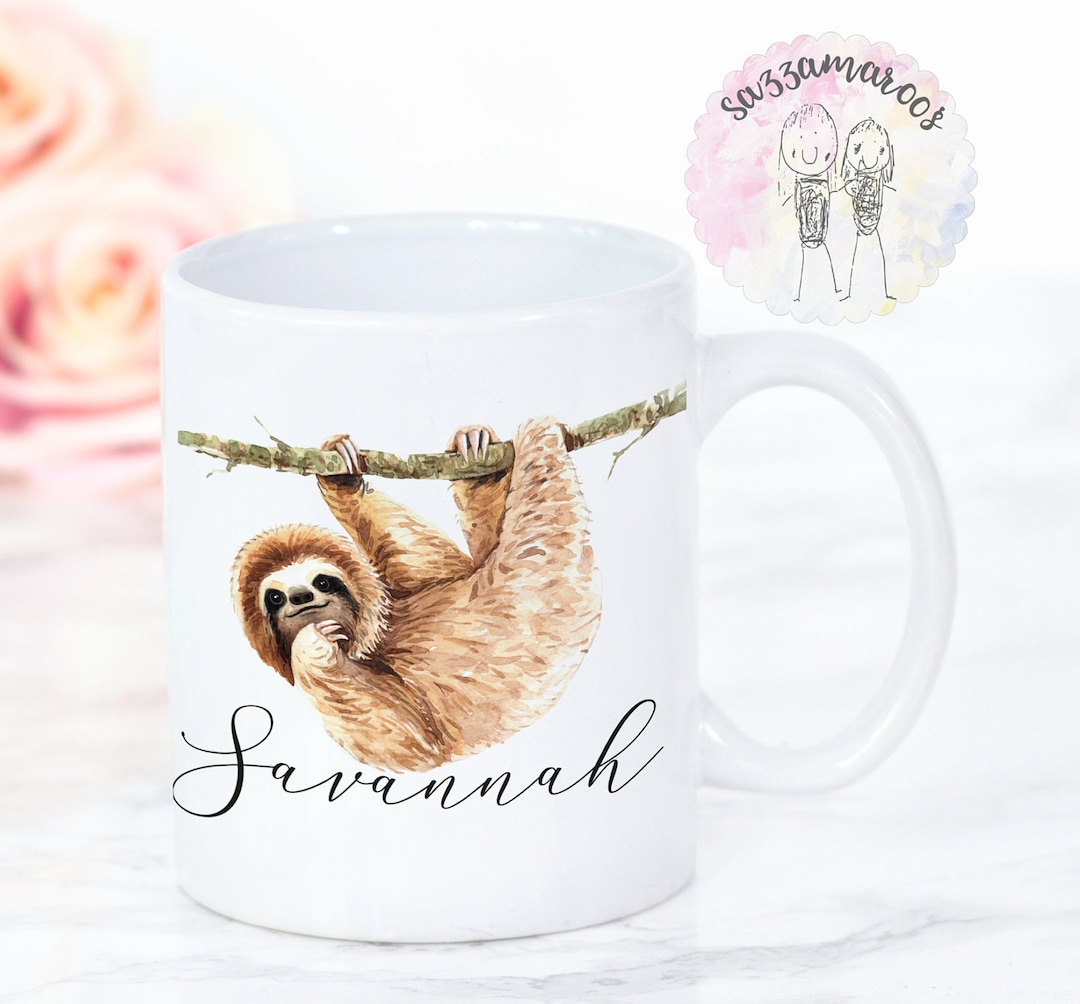 Personalised SLOTH Mug | Cute Sloth Cup | Watercolour Sloth ...