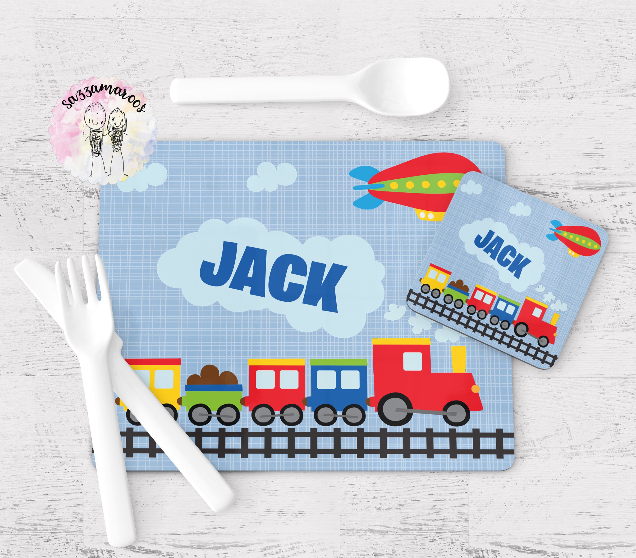 Personalised Trains Placemat Kids Train Placemat Kids | Etsy