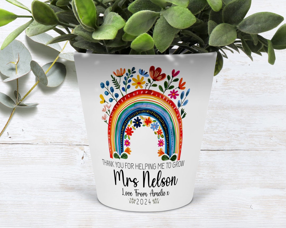 Personalised Teacher Plant Pot | Teacher Gift| Thank You for Helping Me ...
