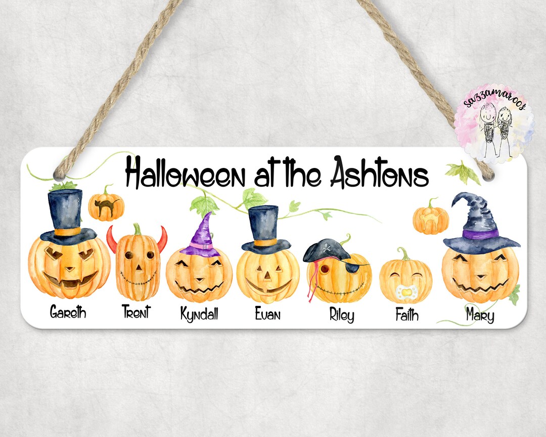 Personaliesd Halloween Print | Family Pumpkin Hanging Sign ...