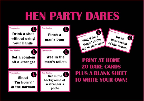 Hen Party Dare Bingo Hen Night Dare Based Innuendo Hen Party Games