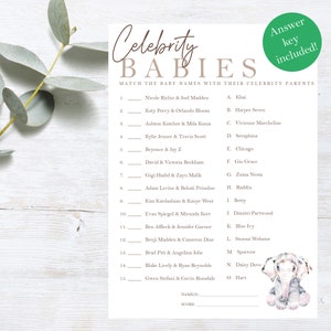 PRINTABLE Baby Shower Game | Celebrity Babies Quiz Game | Baby Shower ...