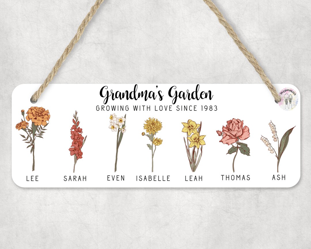 GRANDMA Plaque | Grandma's Garden | Grandma Hanging Plaque ...