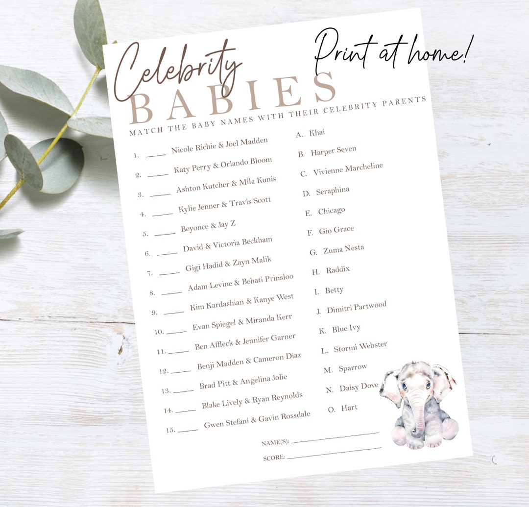 PRINTABLE Baby Shower Game | Celebrity Babies Quiz Game | Baby Shower ...