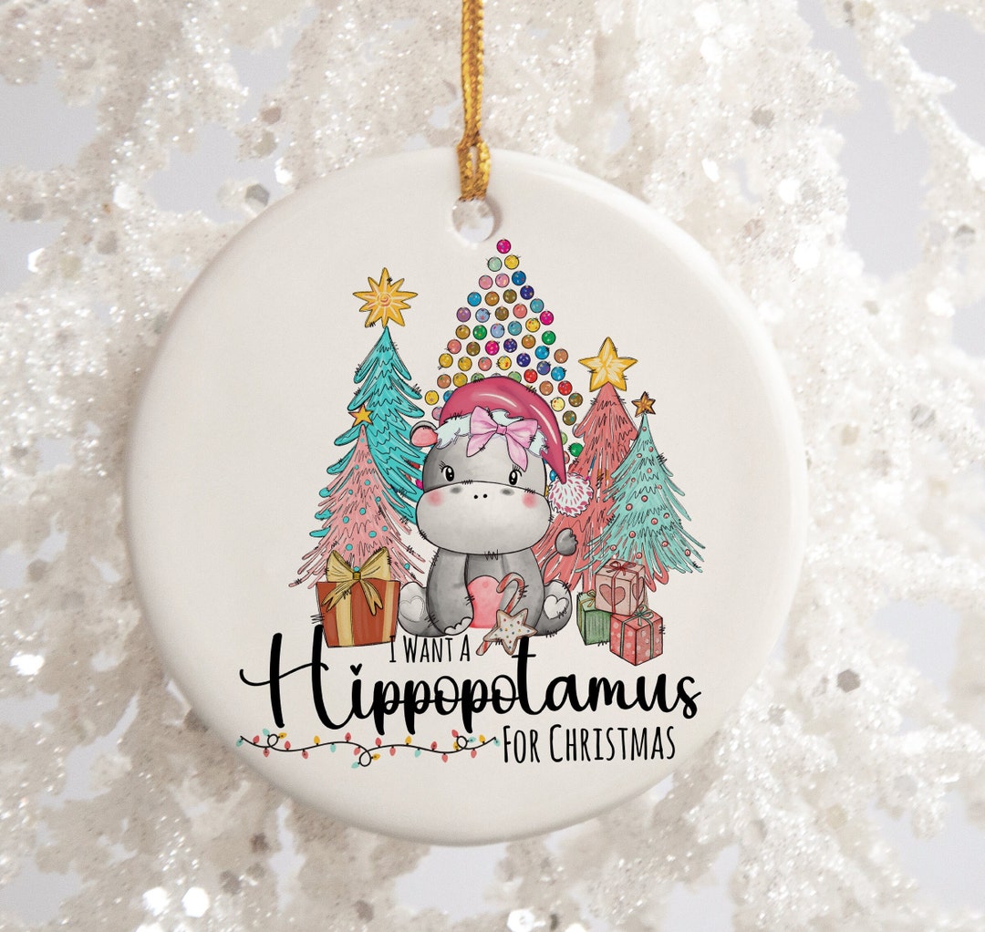I Want a Hippopotamus for Christmas Ornament | Cute Hippo Bauble ...
