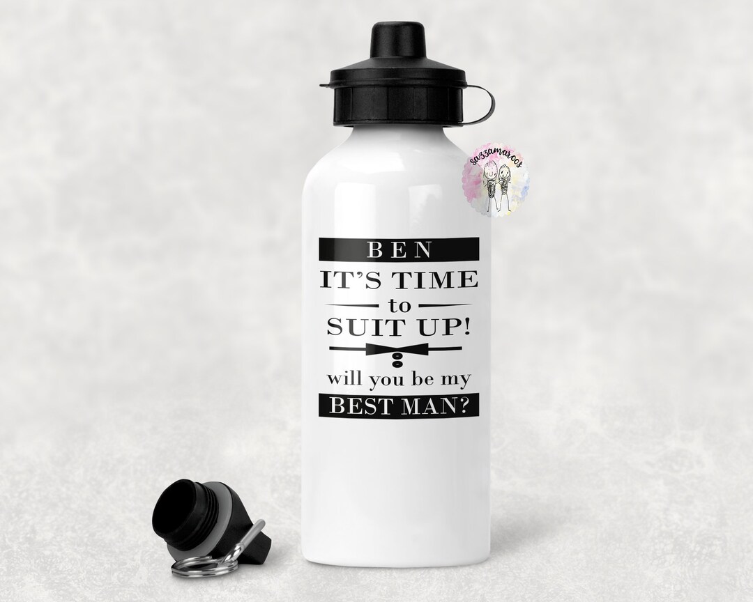 Personalised Suit up Best Man Water Bottle Will You Be My Best Man ...