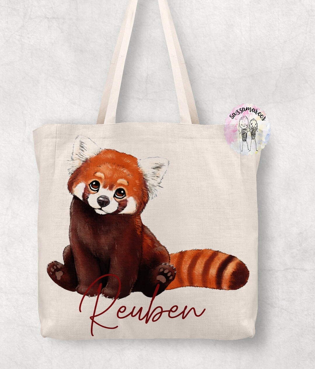 RED PANDA Bag| Cute Red Panda Linen Bag| Christmas Bag | Winter Panda ...