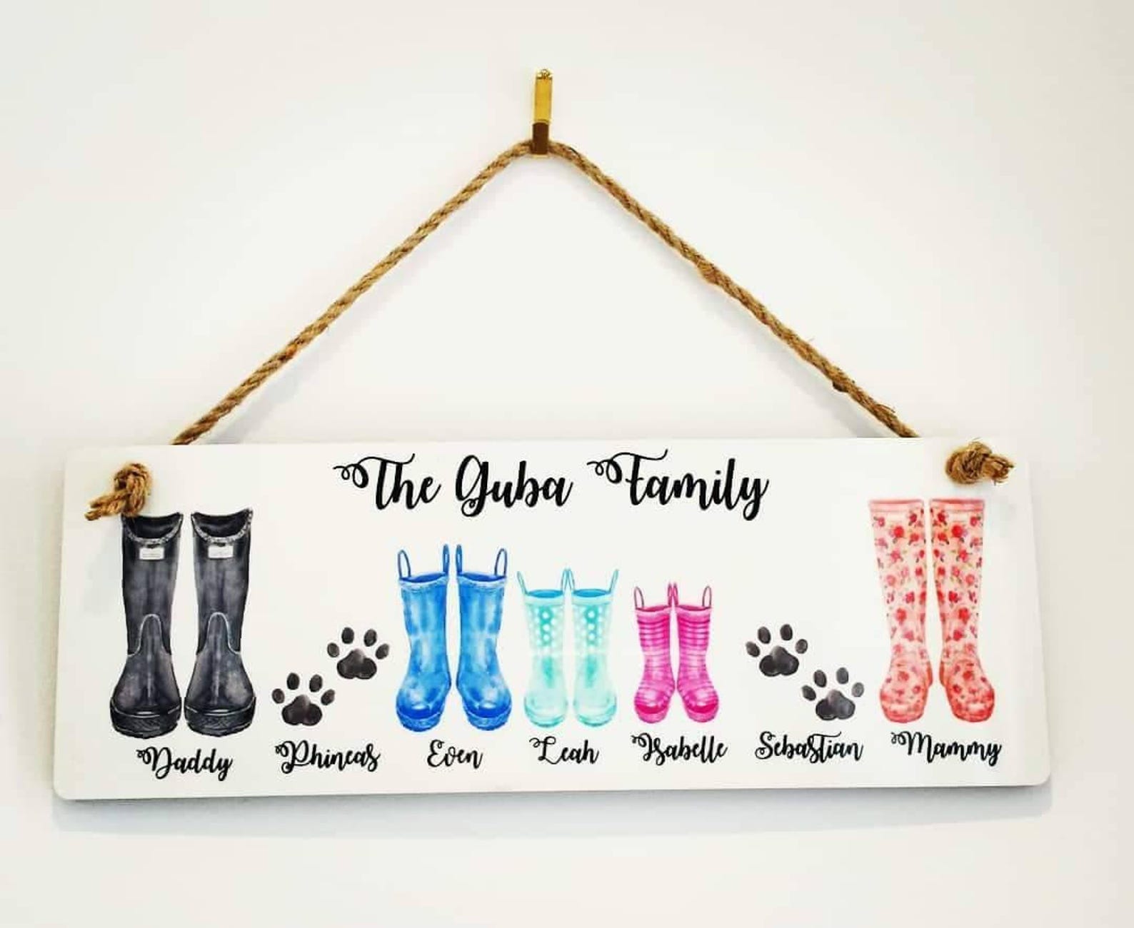 Family Welly Hanging Sign Personalised Welly Print - Etsy UK