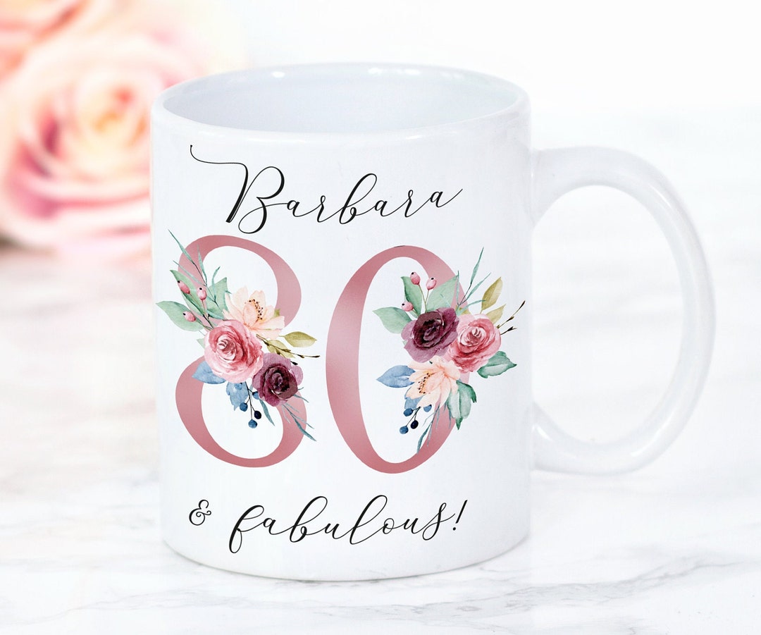 80th Birthday Mug 80 and Fabulous Happy 80th Birthday - Etsy