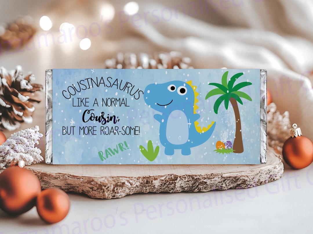 COUSIN GIFT Cousin Chocolate Wrapper Cousinasaurus Cousin Dinosaur ...