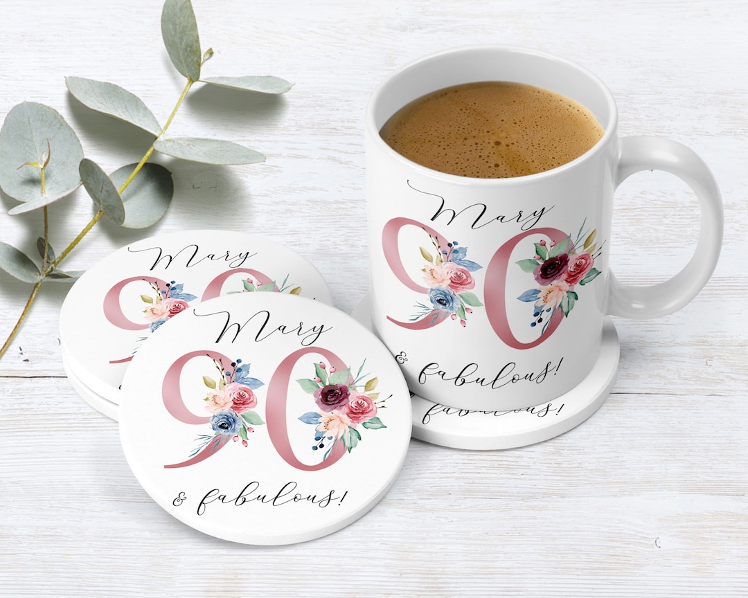 90th Birthday Mug | 90 and Fabulous | Happy 90th Birthday | 90s | 90 ...