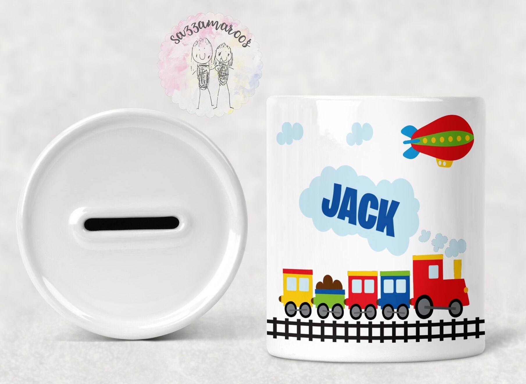 Personalised Trains Money Box trains Coin Bank Baby Shower | Etsy