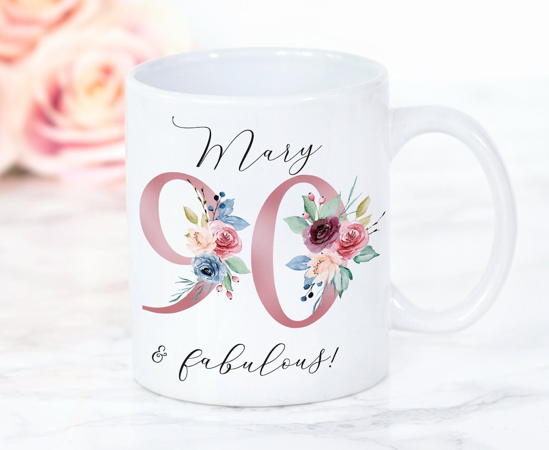 90th Birthday Mug | 90 and Fabulous | Happy 90th Birthday | 90s | 90 ...