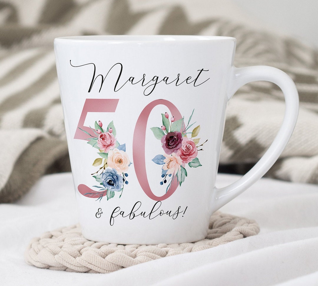 50th Birthday Latte Mug | 50 and Fabulous | Happy 50th Birthday | 50s ...