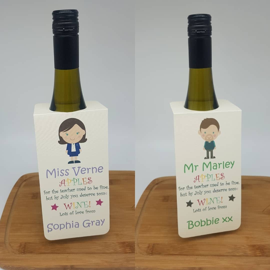 Personalised Teacher Wine Bottle Tag / Personalised Wine Label ...