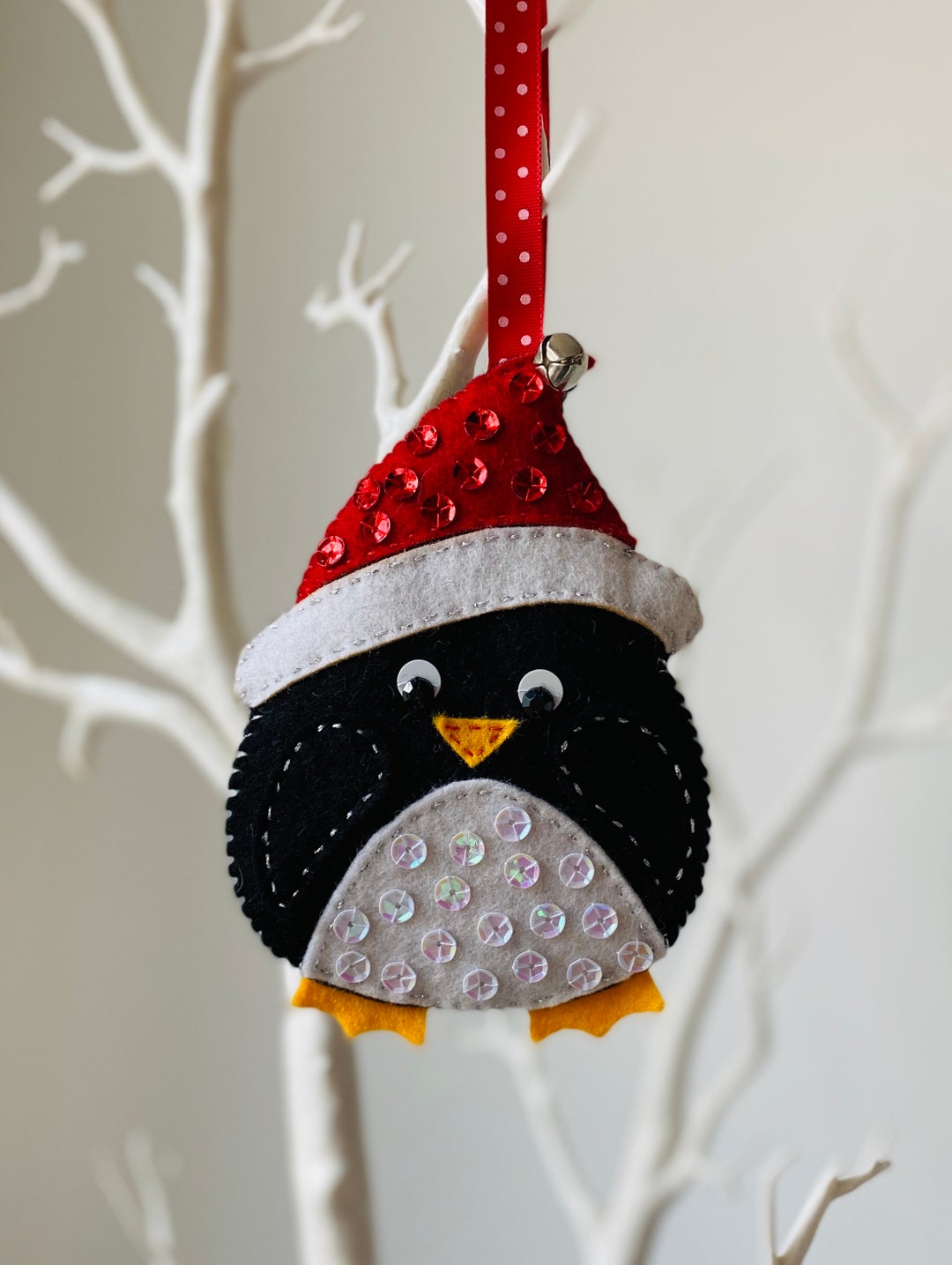 Christmas Craft Kit Sew Your Own 100% Wool Felt Penguin Decoration ...