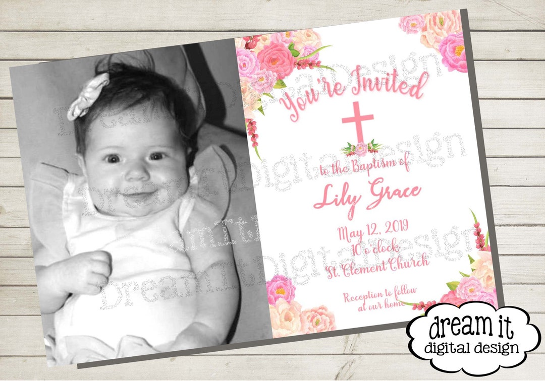 Baptism, First Communion, Confirmation Invite And/or Thank You Card ...