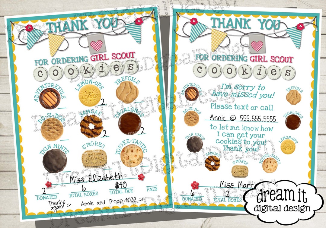 Girl Scout Cookie Order Delivery Tags and Sorry I Missed You Tags ...