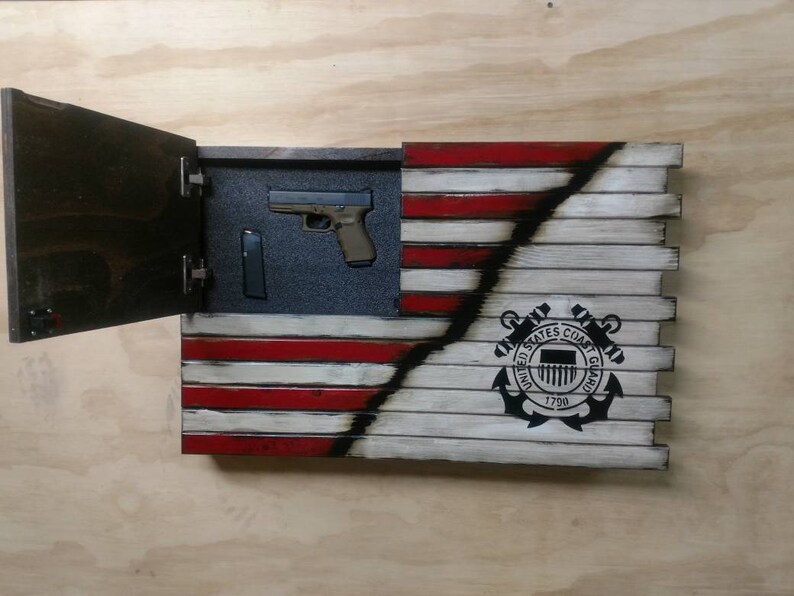 Hidden Gun Storage Small American Flag With Coast Guard Logo - Etsy