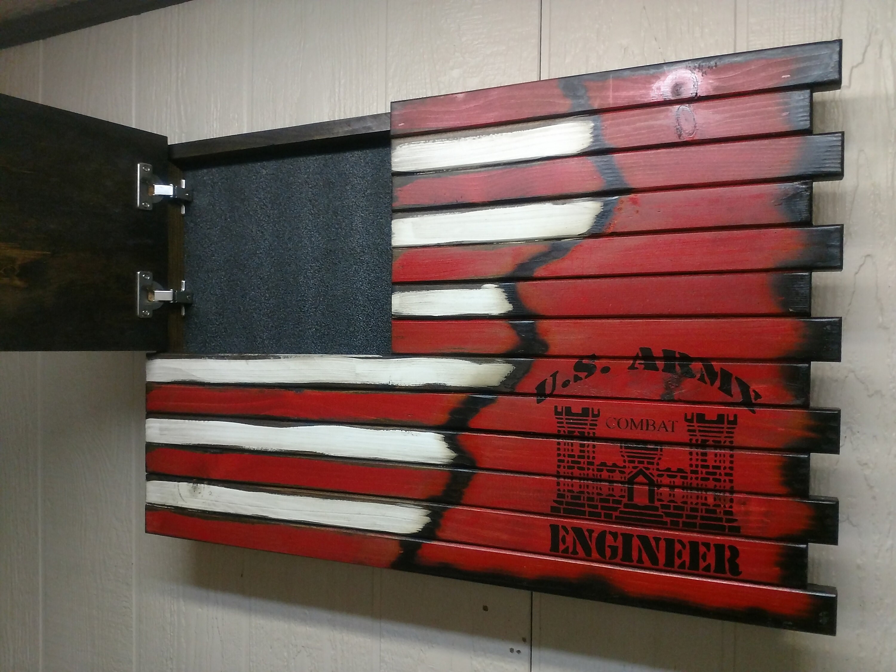 Hidden Gun Storage Small American Flag With Combat Engineer | Etsy