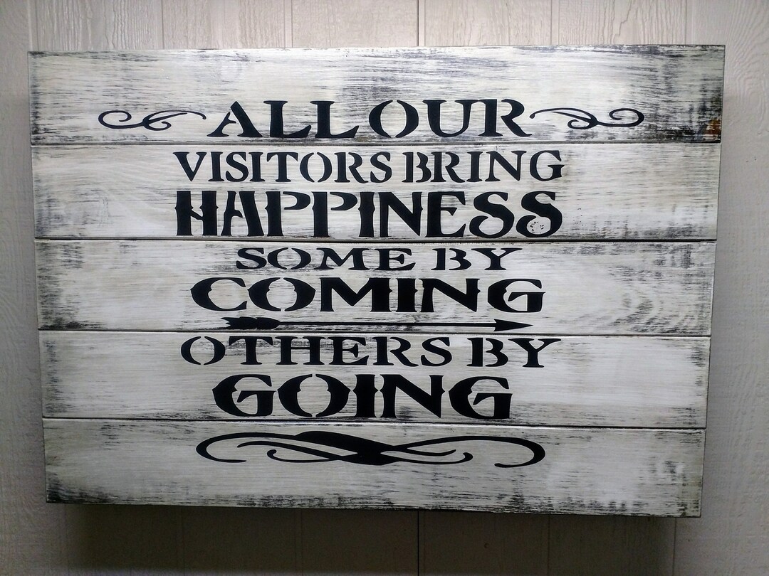 Large Visitors Bring Happiness Hidden Gun Storage Sign - Etsy