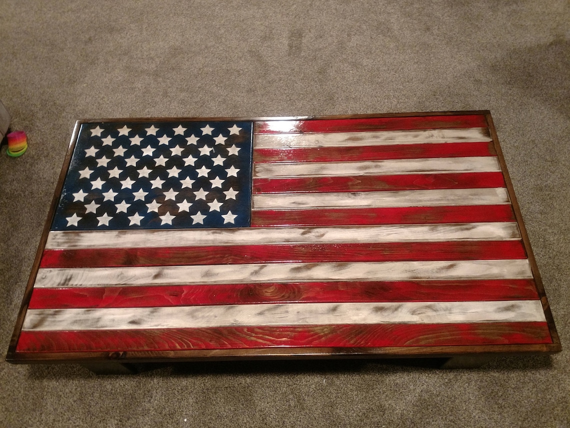 Gun Storage Coffee Table With American Flag Top. - Etsy
